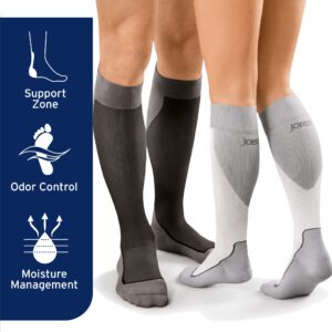 JOBST 7528911 Sport Knee High 15-20 mmHg Compression Socks, Black/Grey, Medium