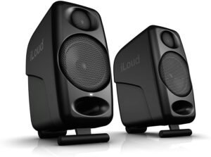 ik multimedia iloud micro monitor 50 watt portable wireless bluetooth studio reference monitors, dual speakers for music production, mixing, mastering, composing, producing and djs