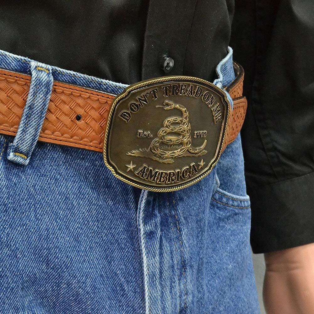 Montana Silversmiths 2nd Amendment Series Attitude Western Belt Buckle (American Gadsden Don't Tread on Me)