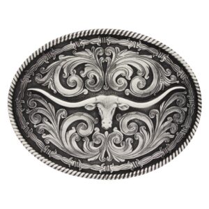 montana silversmiths longhorn collection western attitude belt buckle (rope and barbed wire longhorn)