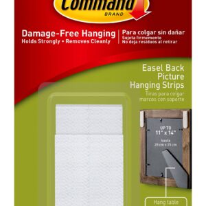 Command Easel Back Picture Hanging Strips, Holds up to 5 lb, 2 sets (2 pairs and 2 spacers), Hang Tabletop Frames, Damage Free Picture Hangers