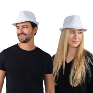 dress up america fedora hat - black fedora for men and women - trilby costume hat for adults - available in black and white