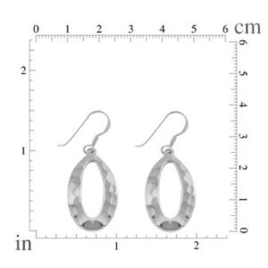 MIMI 925 Sterling Silver Hammered Open Oval Drop Dangle Earrings