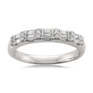 beyond brilliance 14k white gold baguette & round diamond bridal wedding band ring (1/2 cttw, i-j, i1-i2), size 5.5