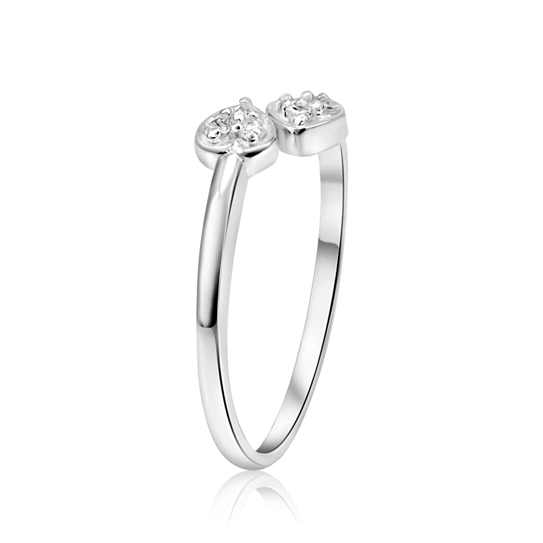 Hoops & Loops Sterling Silver Cubic Zirconia Double Heart Toe Ring