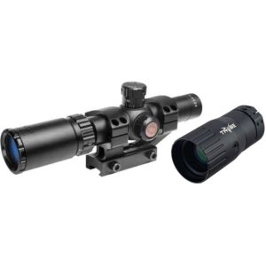 TruGlo TG8516TL Tru-Brite 1 to 6x Magnification 24 Millimeter Illuminated Power Ring Duplex Dot Riflescope with MIL DOT Reticle and Mount, Matte Black