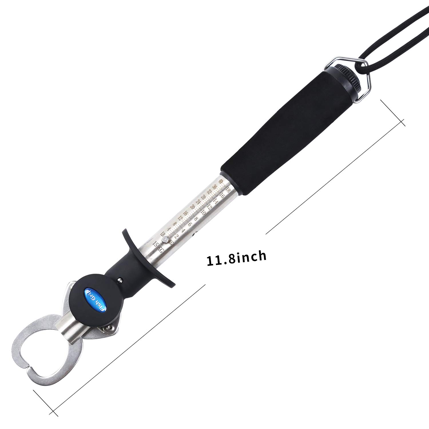 ENTSPORT Fish Lip Gripper Fish Scales Grip Grabber Professional Fish Holder Stainless Steel Fish Lip Grabber Fish Lip Grip Tool with Weight Scale and Measuring Tape