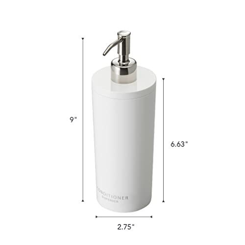 Yamazaki 2930 Tower Conditioner Dispenser Contemporary Bottle Pump for Shower, Round, White