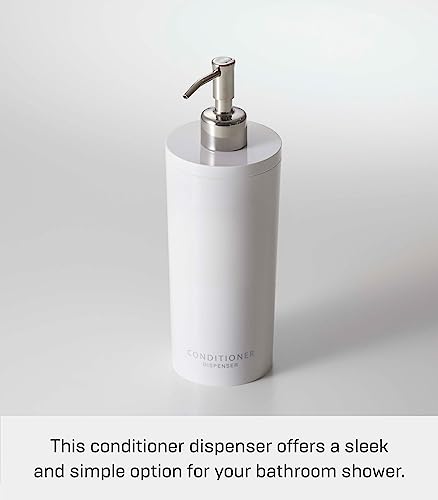 Yamazaki 2930 Tower Conditioner Dispenser Contemporary Bottle Pump for Shower, Round, White