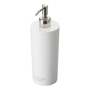 yamazaki 2928 tower shampoo dispenser contemporary bottle pump for shower, round, white