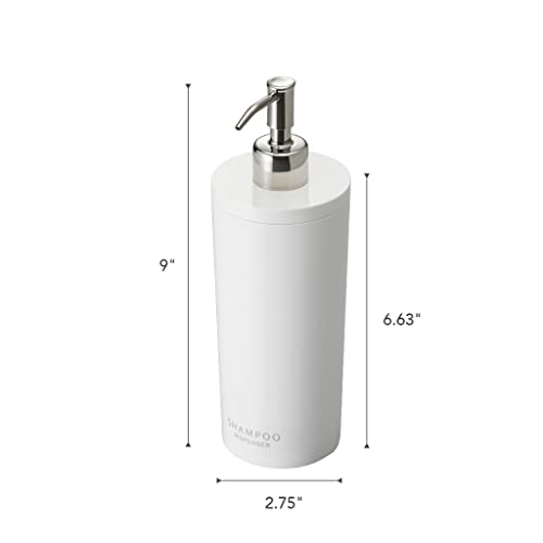 Yamazaki 2928 Tower Shampoo Dispenser Contemporary Bottle Pump for Shower, Round, White