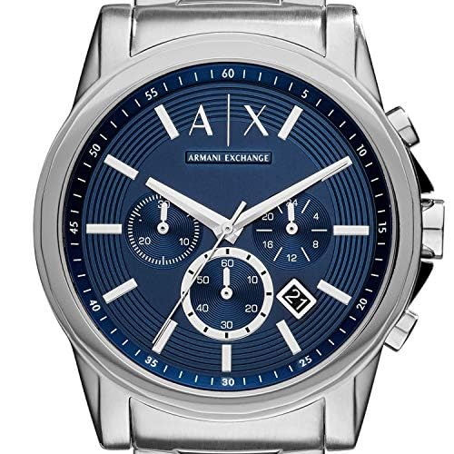 A｜X ARMANI EXCHANGE Men's Chronograph Silver-Tone Stainless Steel Bracelet Watch (Model: A|X2509)