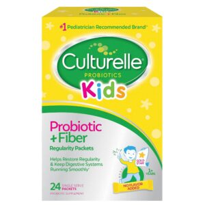 culturelle kids probiotic + fiber packets (ages 1+) - 24 count - digestive health & immune support - helps restore regularity (packaging may vary)