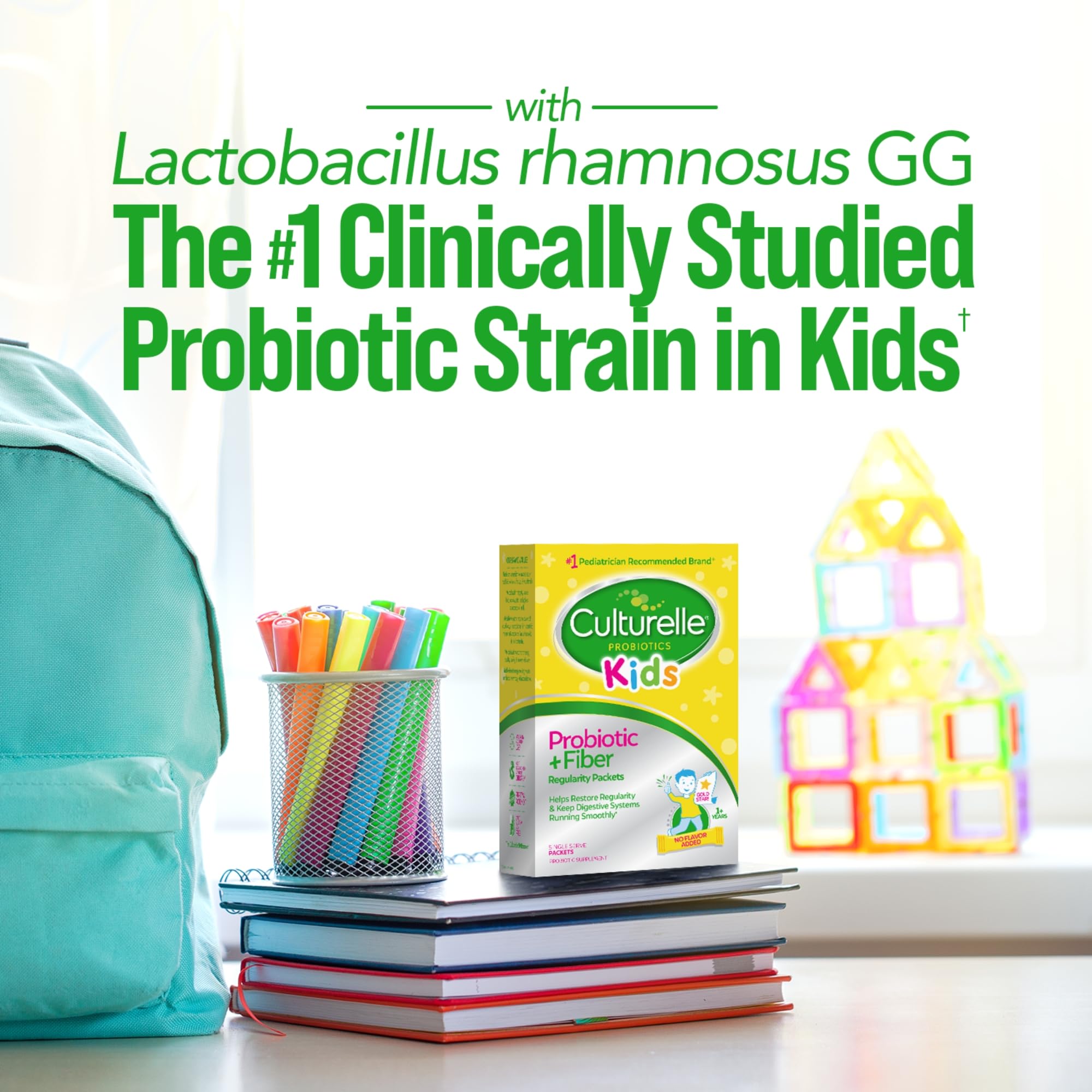 Culturelle Kids Probiotic + Fiber Packets (Ages 1+) - 24 Count - Digestive Health & Immune Support - Helps Restore Regularity (Packaging may vary)