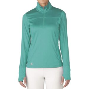 adidas golf women's rangewear half zip jacket, nordic green, large