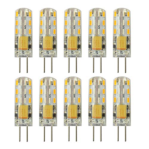 RAYHOO 10pcs G4 LED Bulbs JC Bi-Pin Base Lights 1.5W AC/DC 12V 10W-20W T3 Halogen Bulb Replacement Landscape Bulbs (Warm White 3000K)