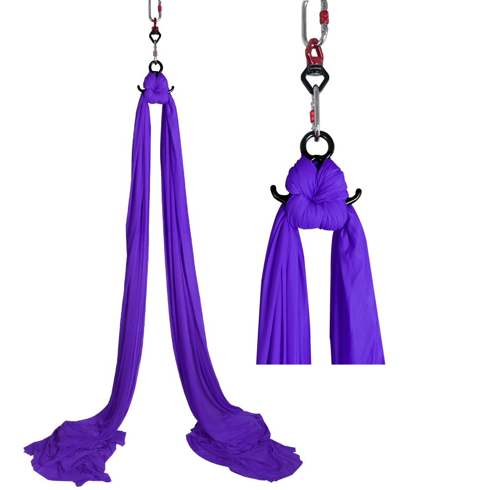 Dasking Premium Aerial Silks Equipment - Safe Deluxe Aerial Kit (Dark Purple)