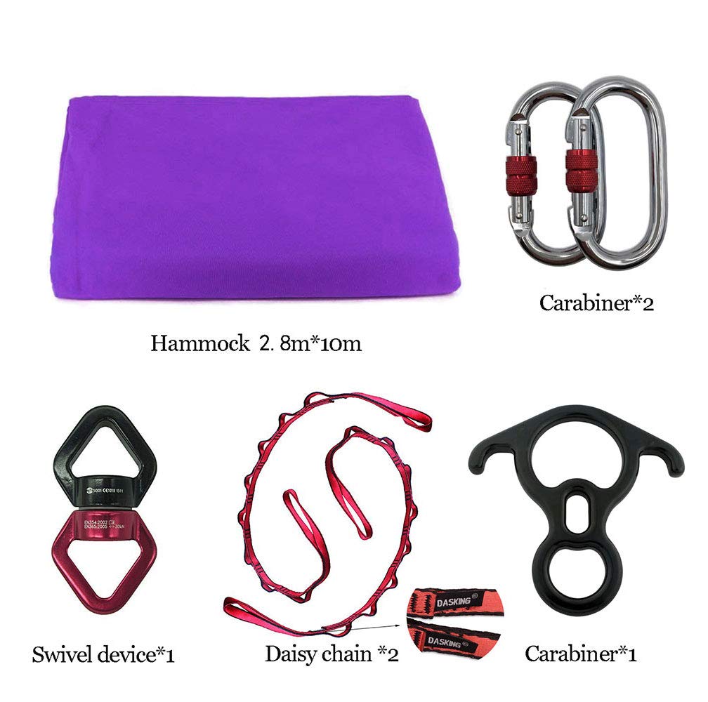 Dasking Premium Aerial Silks Equipment - Safe Deluxe Aerial Kit (Dark Purple)