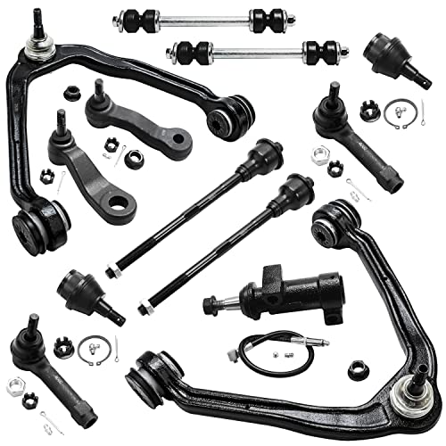 Detroit Axle - AWD Front End 13pc Suspension Kit for Silverado Sierra Chevy GMC Avalanche Suburban Yukon XL 1500 Tahoe Escalade ESV EXT, Upper Control Arms Lower Ball Joints Sway Bars Tie Rods