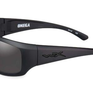 Wiley X WX Omega Sunglasses, Safety Glasses for Men and Women, UV Eye Protection for Shooting, Fishing, Biking, and Extreme Sports, Matte Black Frames, Tinted Lenses