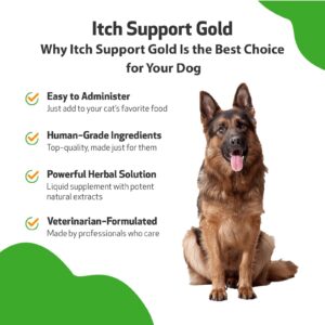 Pet Wellbeing Itch Support Gold for Dogs - Vet-Formulated - Itchy Skin & Paws, Hot Spots, Skin Allergies - Natural Herbal Supplement 2 oz (59 ml)