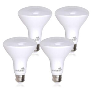 bioluz led 4 pack 90 cri br30 led flood light bulbs indoor outdoor instant on dimmable warm white 2700k replaces 65-95 watt using 9.5 watts ul listed 2016 title 20 high efficacy lighting