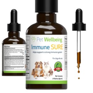 pet wellbeing immune sure for dogs - vet-formulated - immune system support & protection - natural herbal supplement 2 oz (59 ml)