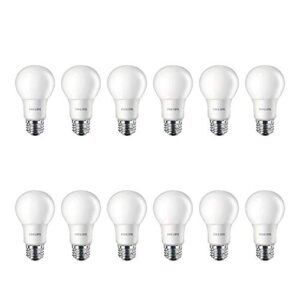 philips 461798 led non-dimmable a19 frosted light bulb: 800-lumen, 2700-kelvin, 8.5-watt (60-watt equivalent), e26 base, soft white, 12-pack