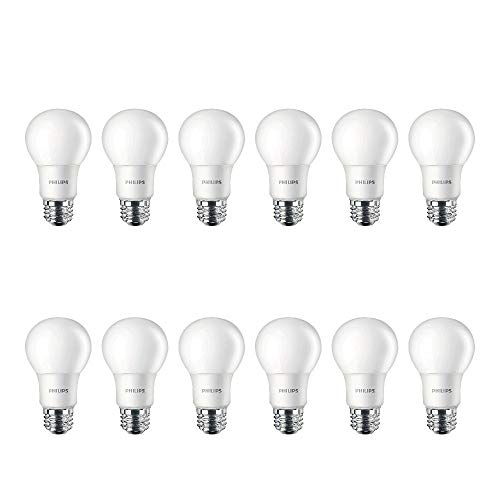 Philips 461798 LED Non-Dimmable A19 Frosted Light Bulb: 800-Lumen, 2700-Kelvin, 8.5-Watt (60-Watt Equivalent), E26 Base, Soft White, 12-Pack