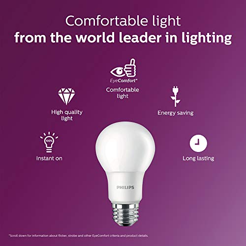 Philips 461798 LED Non-Dimmable A19 Frosted Light Bulb: 800-Lumen, 2700-Kelvin, 8.5-Watt (60-Watt Equivalent), E26 Base, Soft White, 12-Pack