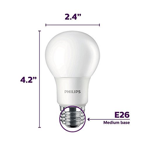 Philips 461798 LED Non-Dimmable A19 Frosted Light Bulb: 800-Lumen, 2700-Kelvin, 8.5-Watt (60-Watt Equivalent), E26 Base, Soft White, 12-Pack