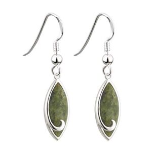 solvar rhodium plated connemara marble droplet drop earrings