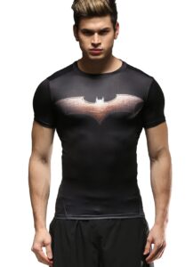 red plume men's compression fitness shirt,bat printing sports wicking t-shirt (xxl) black