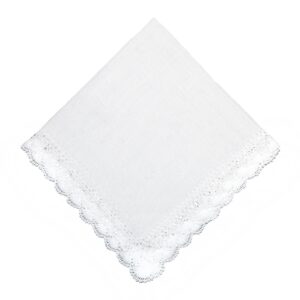 ctm® women's nosegay hand made bobbin lace linen handkerchief, white