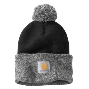 carhartt women's lookout acrylic pom hat, black, one size