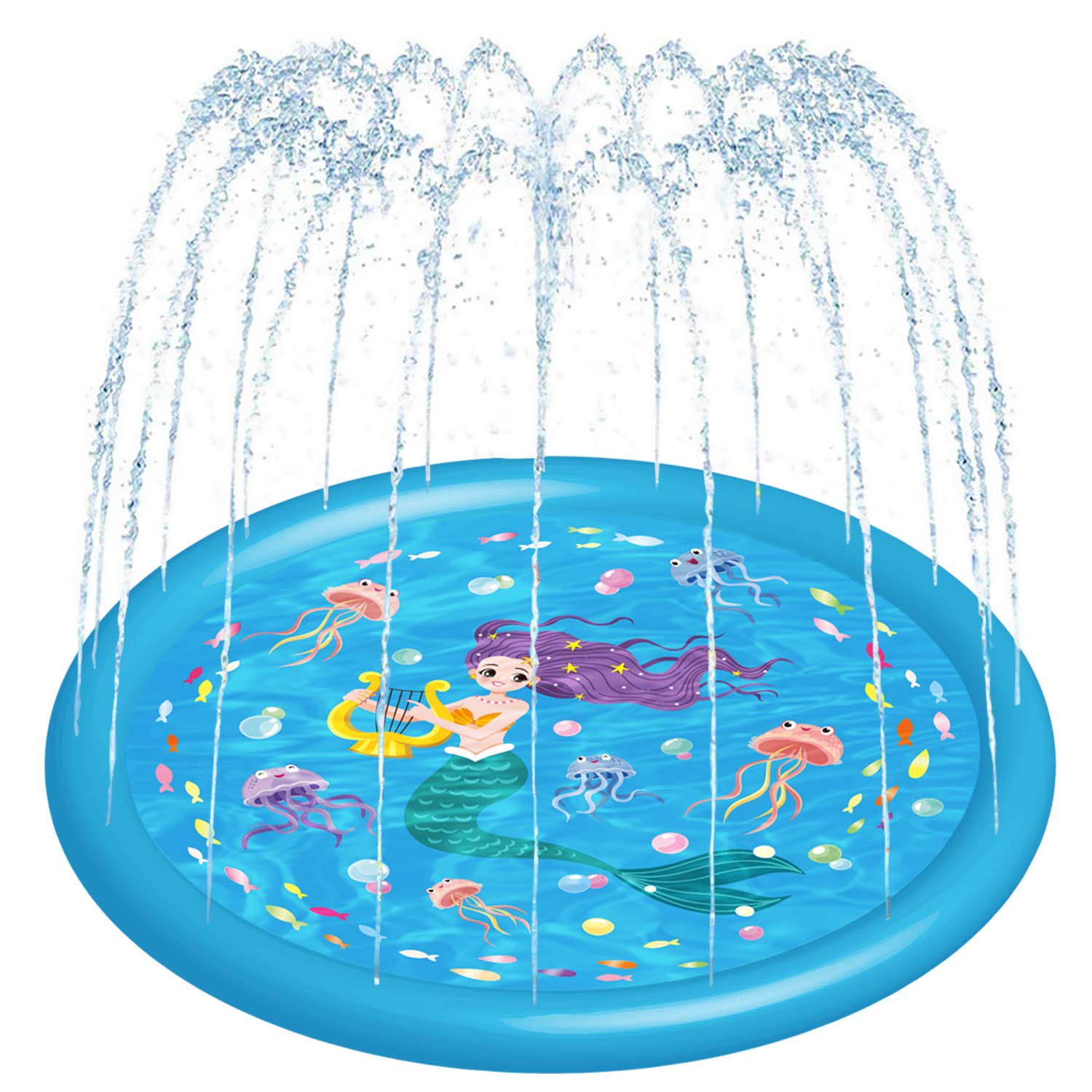 Hitop Kids Sprinklers for Outside, Splash Pad for Toddlers & Baby Pool 3-in-1 60" Water Toys Gifts for 1 2 3 4 5 Year Old Boys Girls Splash Play Mat