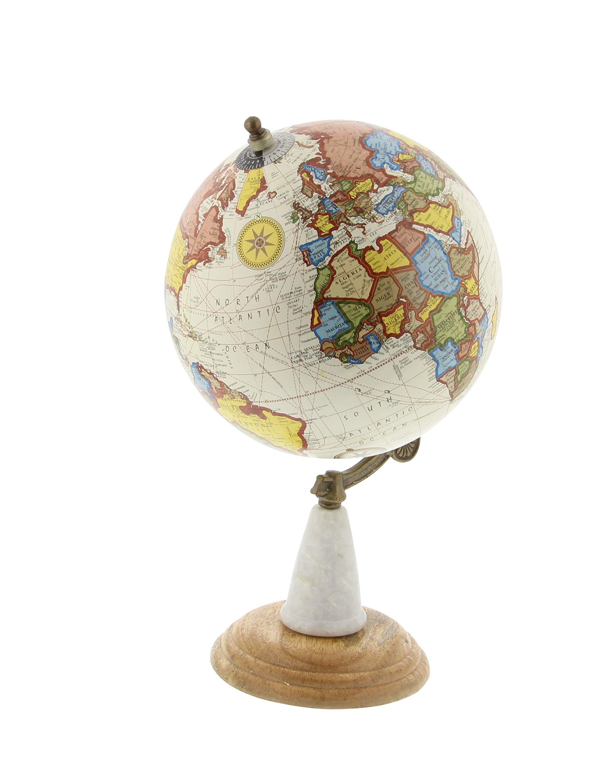 Deco 79 Mango Wood Globe, 8" x 8" x 14", White