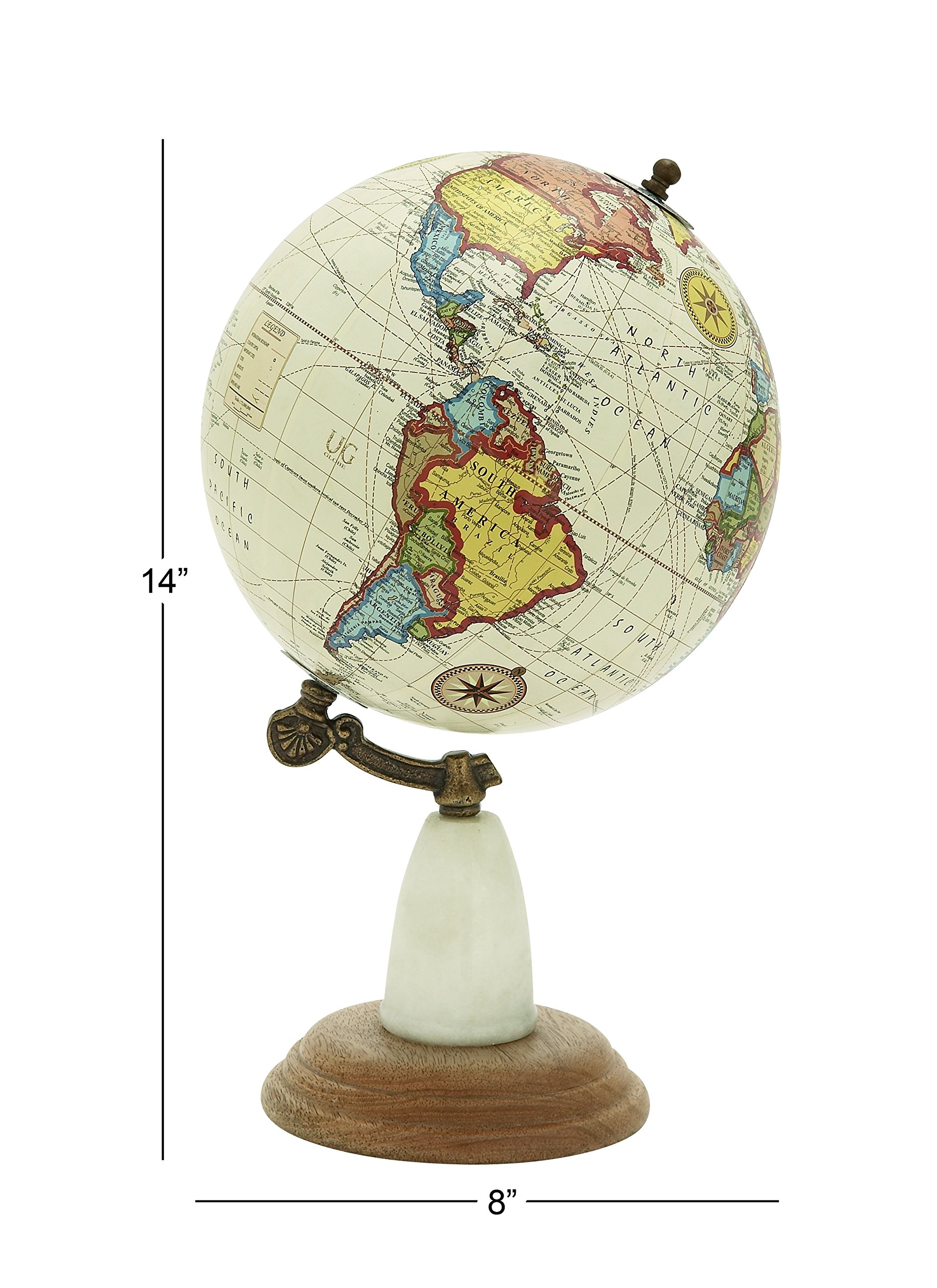 Deco 79 Mango Wood Globe, 8" x 8" x 14", White