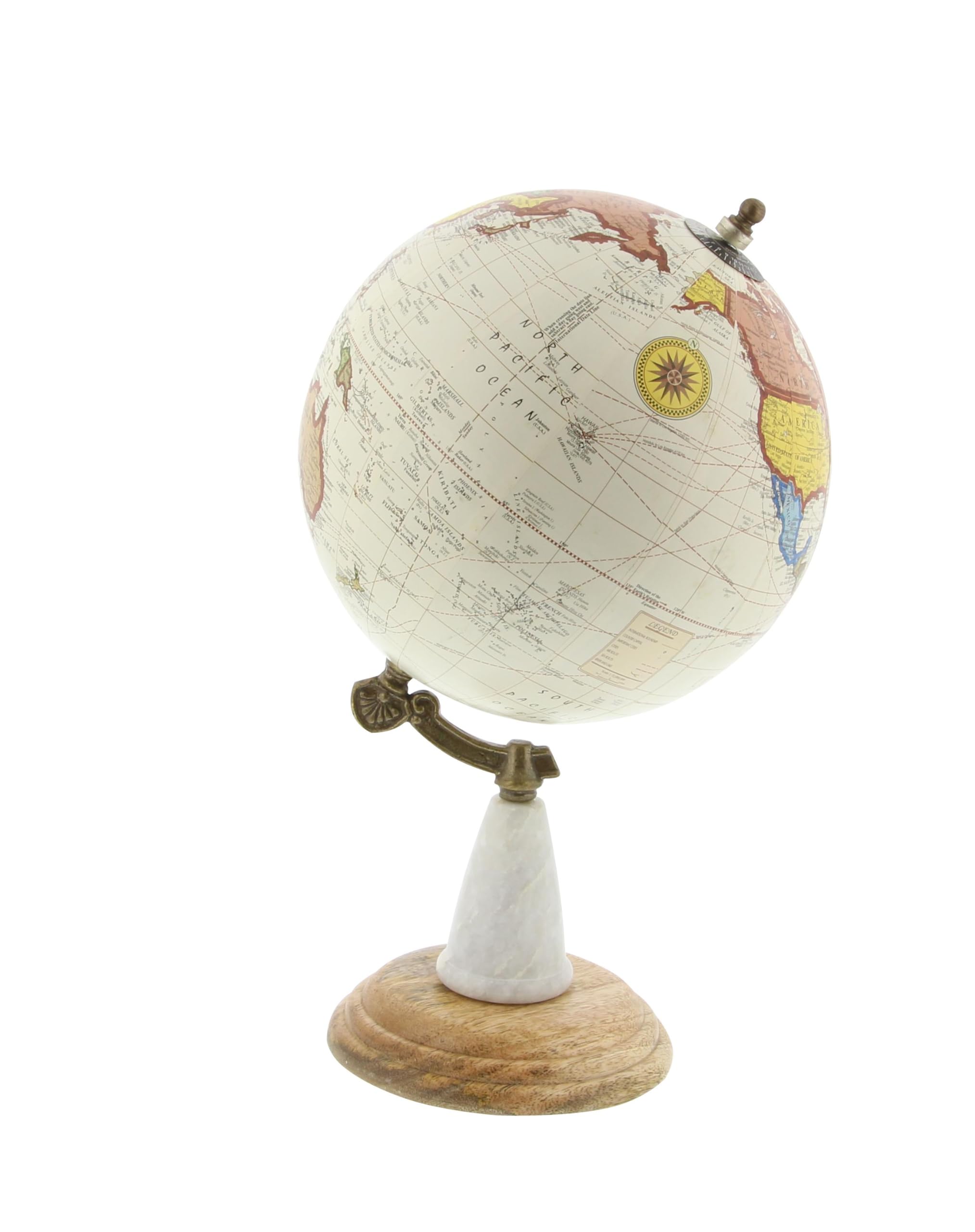 Deco 79 Mango Wood Globe, 8" x 8" x 14", White