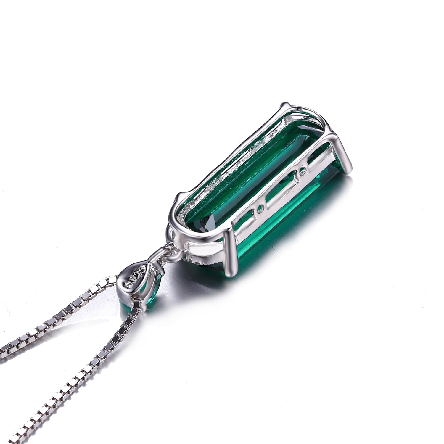 JewelryPalace 4.4ct Fancy Cut Simulated Green Nano Emerald Pendant Necklace for Women, 925 Sterling Silver White Gold Plated Necklace, Anniversary Gemstone Necklace for Women 18 Inches Chain