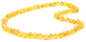 raw amber necklace for adults - lemon color - 17.7 inches - baltic amber land - hand-made from unpolished / certified baltic amber beads - knotted - screw clasp (lemon)