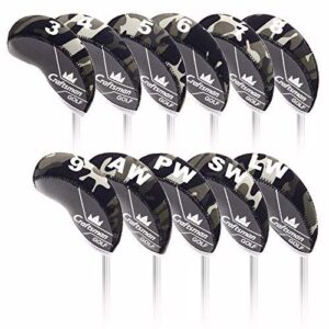 craftsman golf 11pcs/set camouflage black & gray splice neoprene golf club head cover wedge iron protective headcover for mizuno callaway, ping, taylormade, cobra, etc.