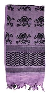 red rock outdoor gear shemagh head wrap skull with crossbones, purple/black