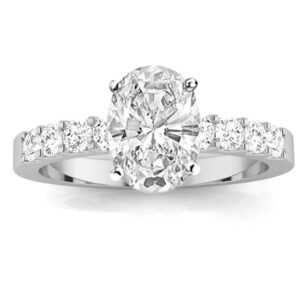 houston diamond district 3 carat t.w. classic prong set diamond engagement ring with a 2 ct forever classic oval moissanite center size: 7.5