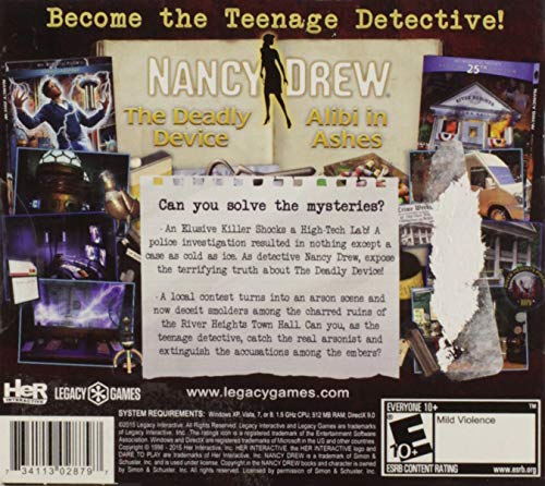 Nancy Drew - Alibi in Ashes & The Deadly Device 2-Pack (PC-DVD) (XP, VISTA, Windows 7, Windows 8) PC Detective Game