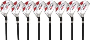 senior men’s majek golf all hybrid complete full set, which includes: #4, 5, 6, 7, 8, 9, pw +sw senior flex right handed new utility “a” flex club