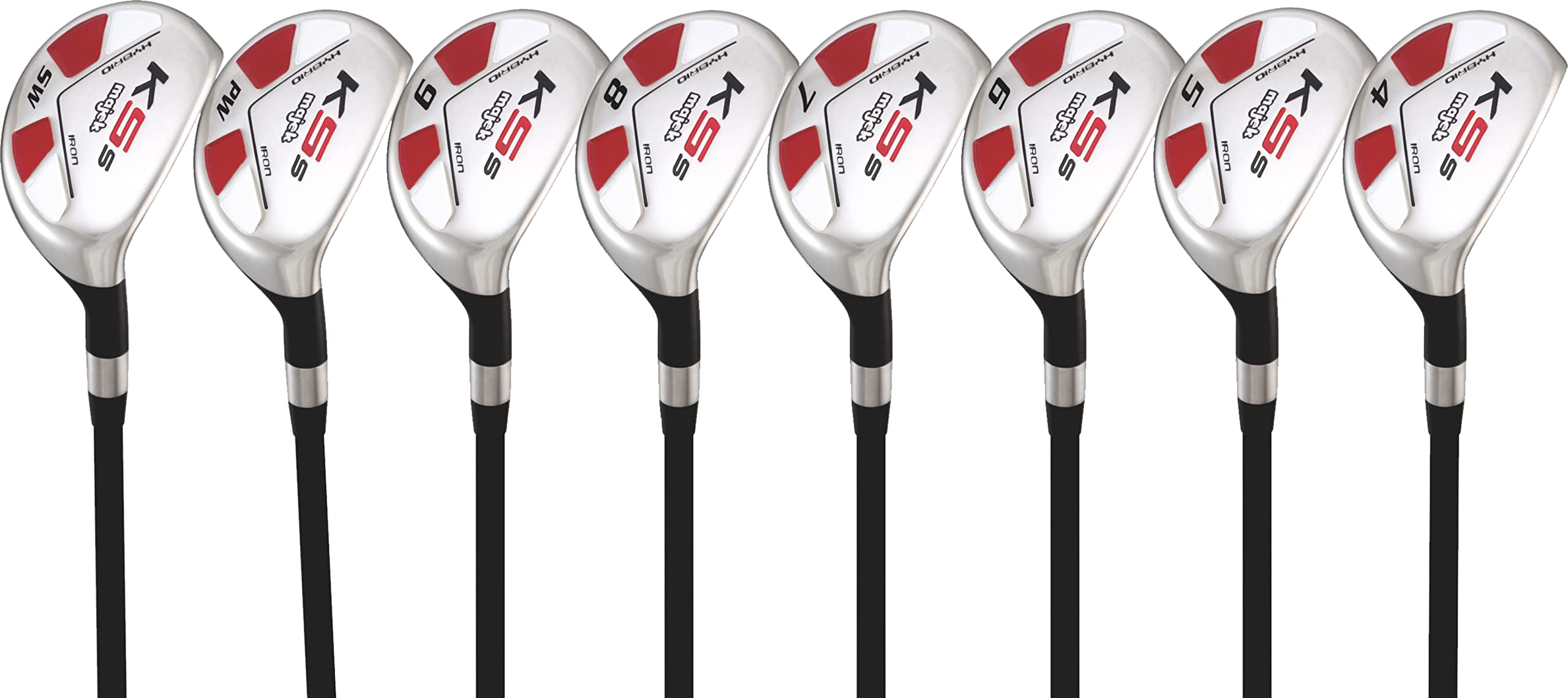 Senior Men’s Majek Golf All Hybrid Complete Full Set, which includes: #4, 5, 6, 7, 8, 9, PW +SW Senior Flex Right Handed New Utility “A” Flex Club