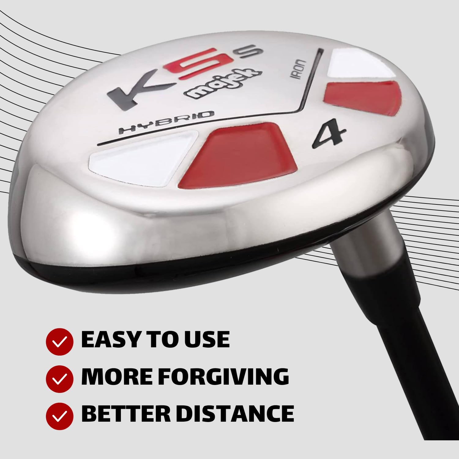 Senior Men’s Majek Golf All Hybrid Complete Full Set, which includes: #4, 5, 6, 7, 8, 9, PW +SW Senior Flex Right Handed New Utility “A” Flex Club