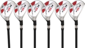 senior men’s majek golf all hybrid partial set, which includes: #5, 6, 7, 8, 9, pw senior flex right handed new utility “a” flex club