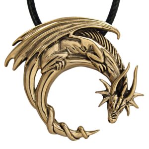 moonlight mysteries bronze crescent moon dragon pendant necklace